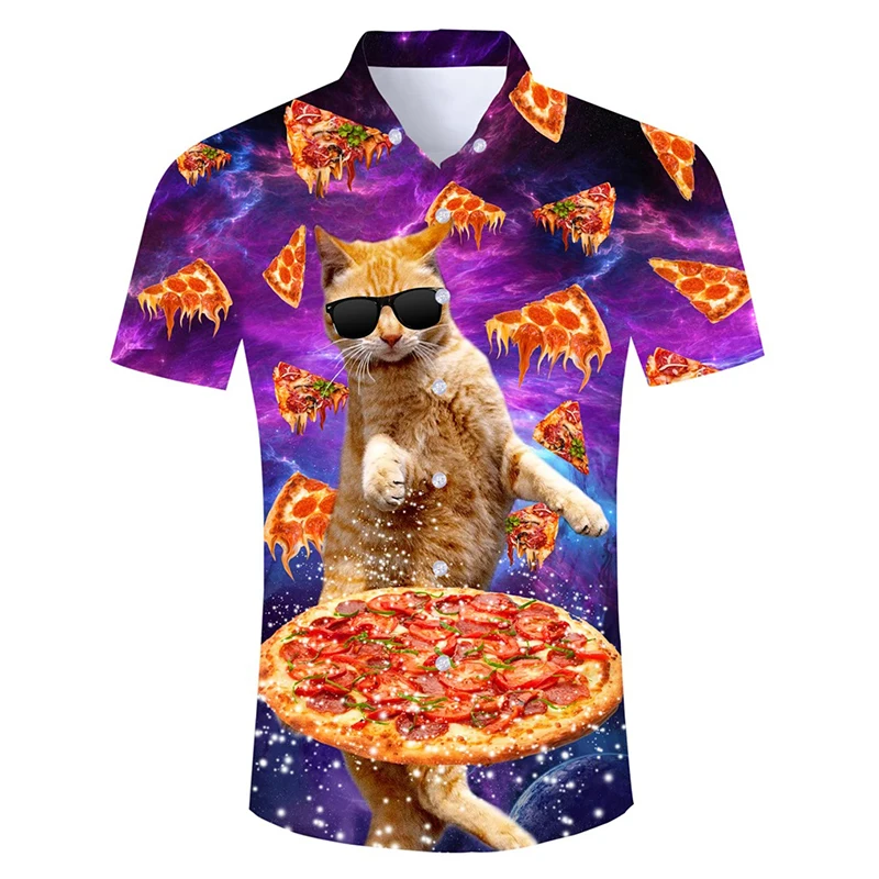 Camisas-con-estampado-3d-de-gato-divertido-para-hombres-ropa-Hawaiana ...