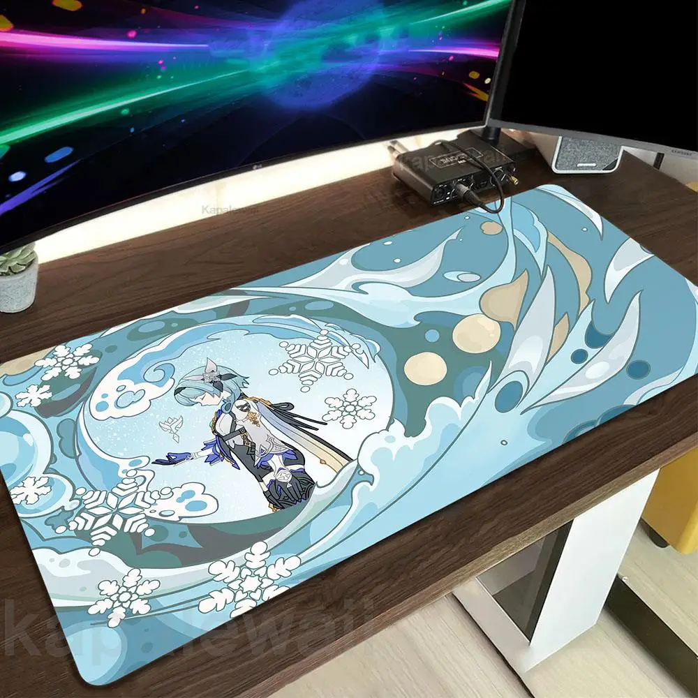 Alfombrilla de ratón grande Genshin Impact Eula para Gamer, alfombrilla de goma para teclado de ...