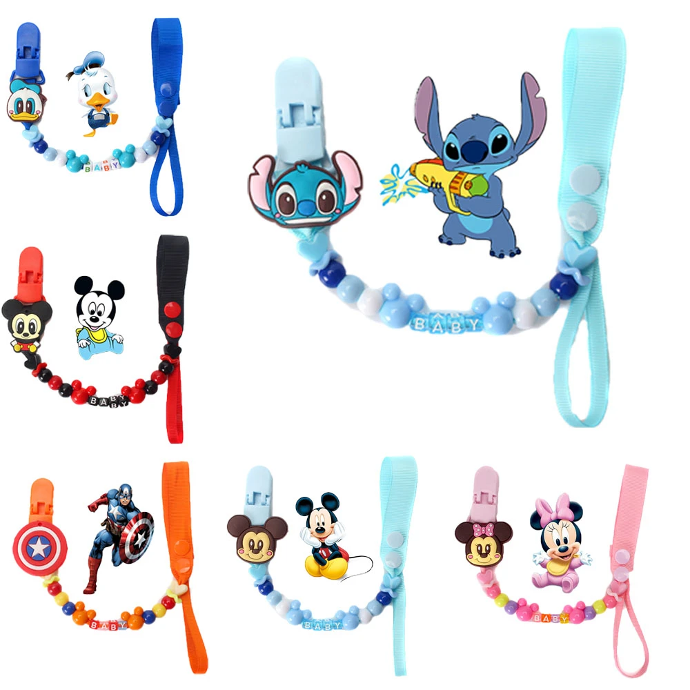 Anime Disney Stitch Baby Silicone Pacifier Mickey Mouse Antidrop Chain ...
