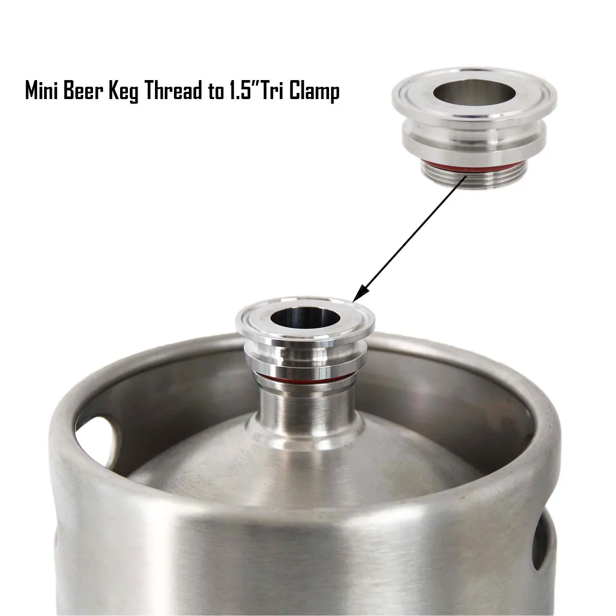 Mini-Beer-Keg-to-1-5Inch-Tri-Clamp-Convert-Adapter-Stainless-Steel-304 ...