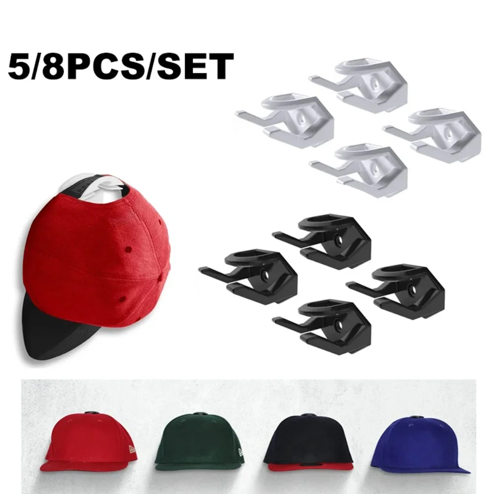 5/8Pcs Adhesive Hat Racks Free-punch Casual Hat Storage Hook Wall Door ...
