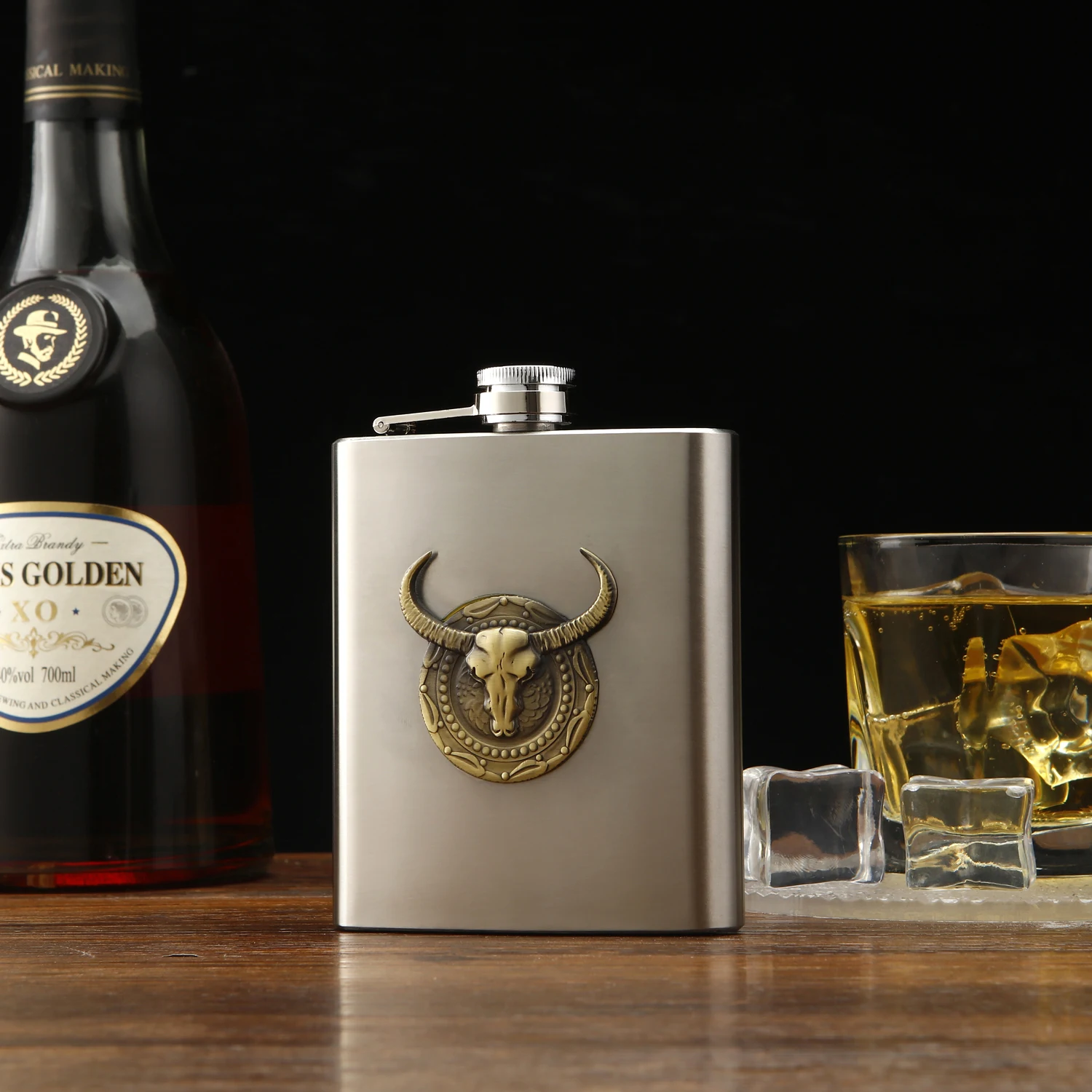 6-oz-Stainless-Steel-Hip-Flask-with-Bull-Totem-Wine-Pot-Portable-Hip ...