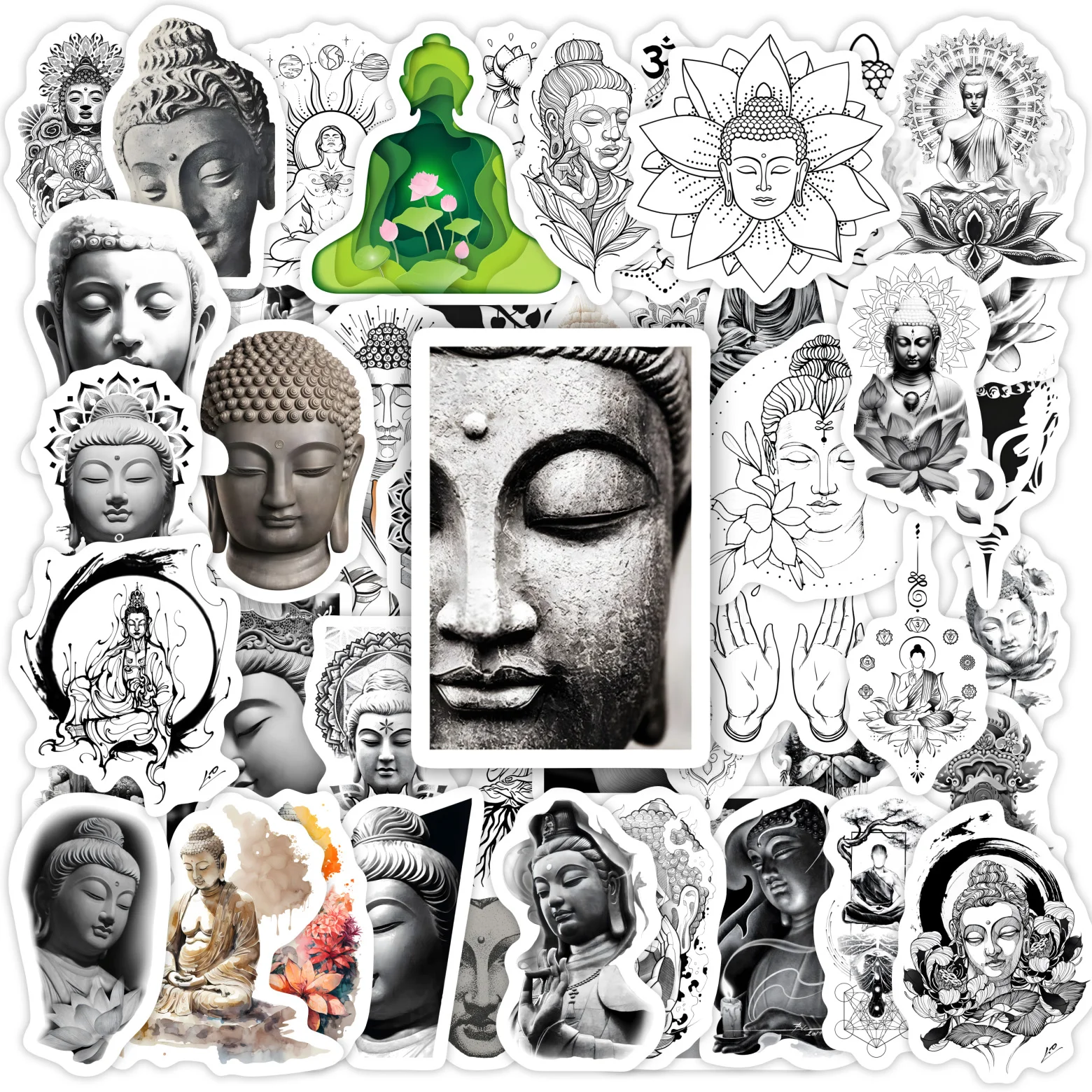 Buddha Sakyamuni Stickers Yoga Bodhisattva Art Sketch DIY Toy Gift ...