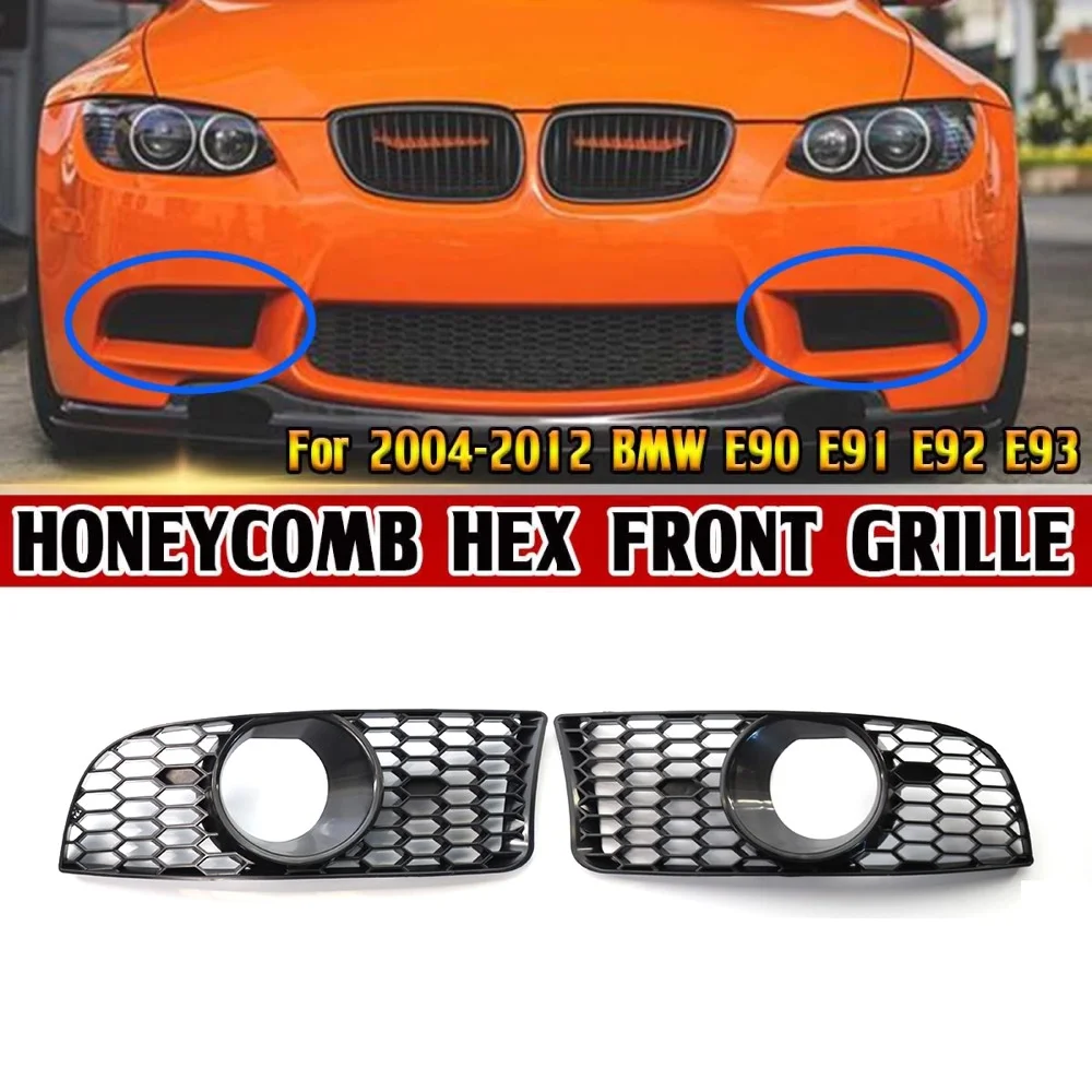 1-Pair-M3-Style-Car-Front-Bumper-Lower-Fog-Light-Lamps-Grilles-Grille ...