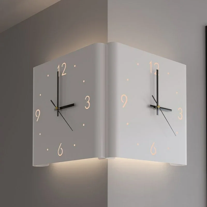 Modern-simple-creative-corner-double-sided-wall-clock-two-sided-living ...