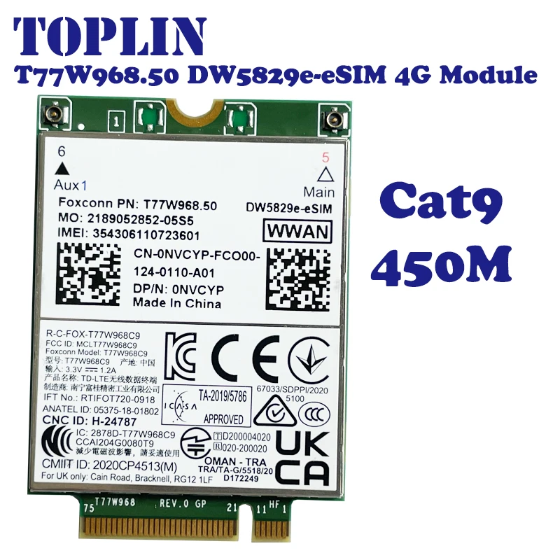 델7320 노트북용 FDD-LTE 4G 모듈, T77W968.50 DW5829e-eSIM, Cat9, - 티몬