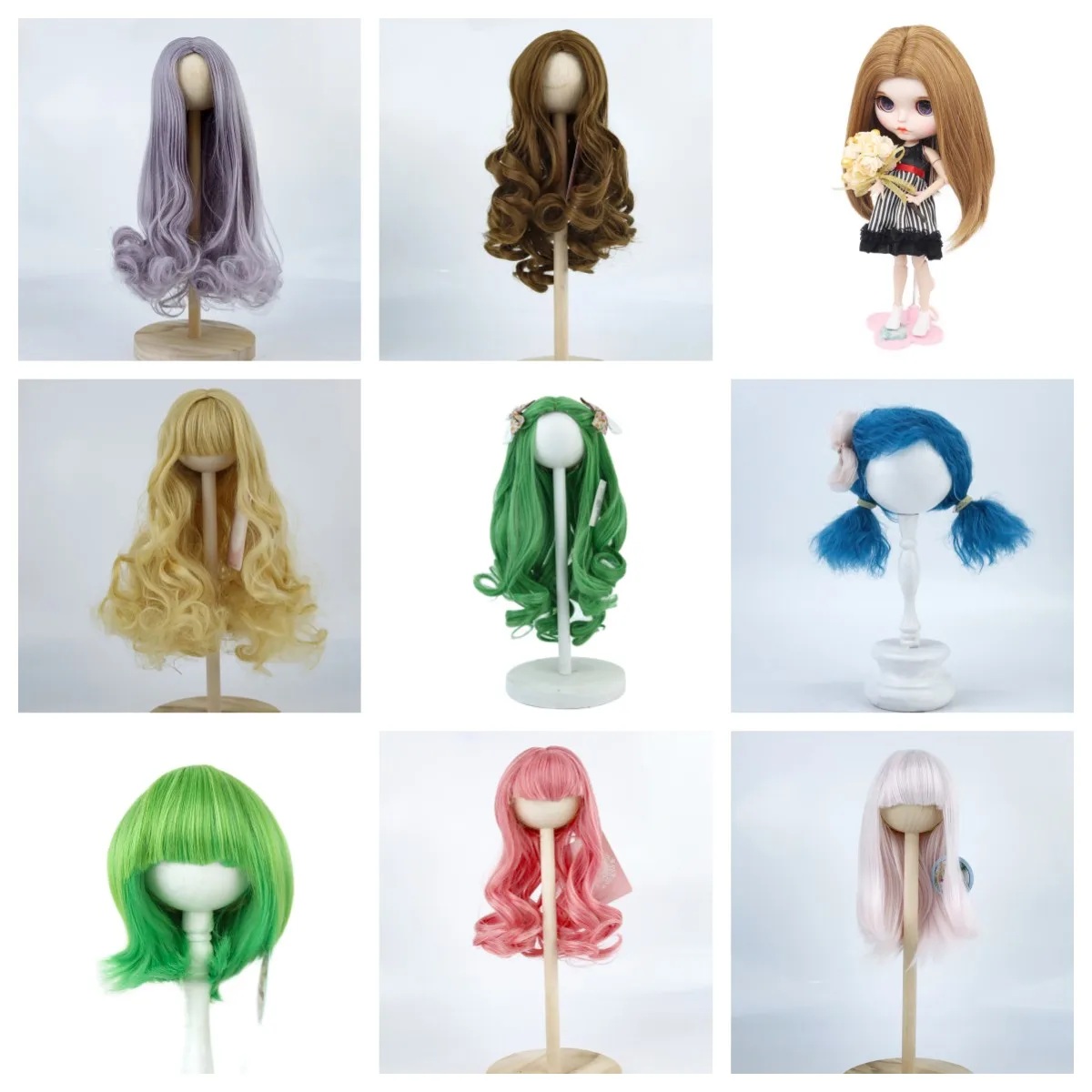 Blyth-Doll-Wigs-10-25CM-Head-Long-Curly-Straight-Varies-Pink-Green-High ...