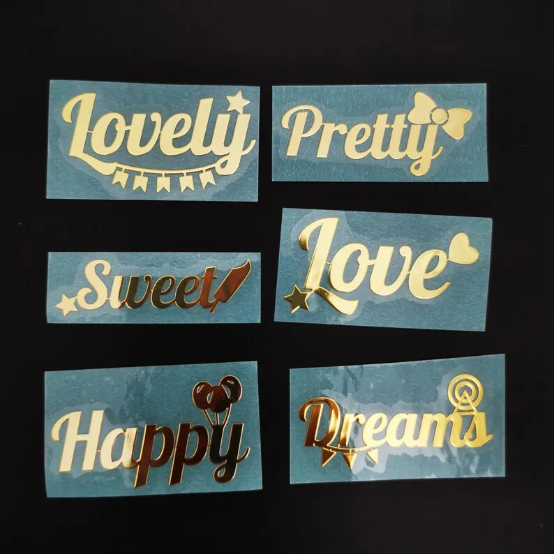 100PCS Shiny Gold Transfer Sticker With Your LOGO Waterproof Nickel ...