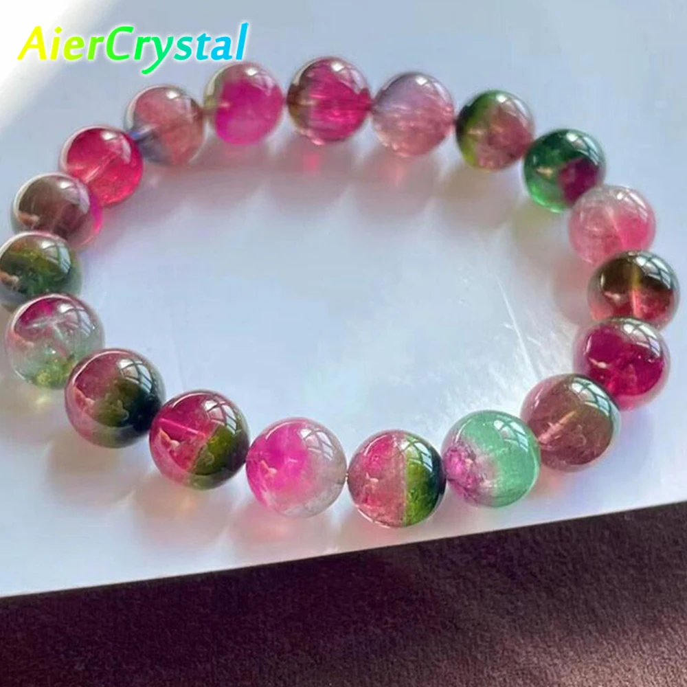 Natural Crysyal watermelon tourmaline Bracelet Energy Gem Stone Women ...