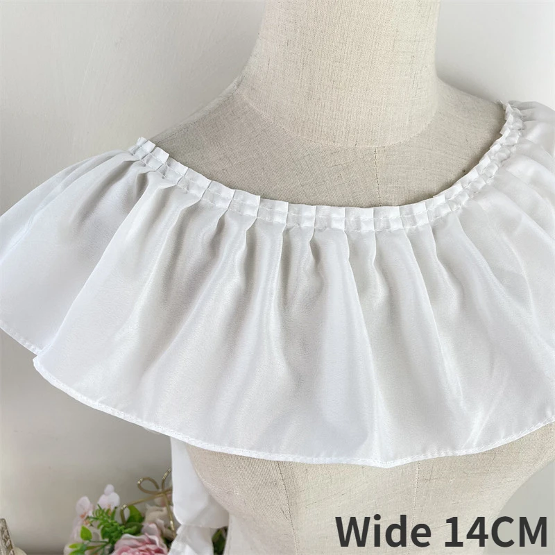 14CM-Wide-White-Black-Chiffon-3d-Pleated-Lace-Fabric-Embroidery-Fringed ...
