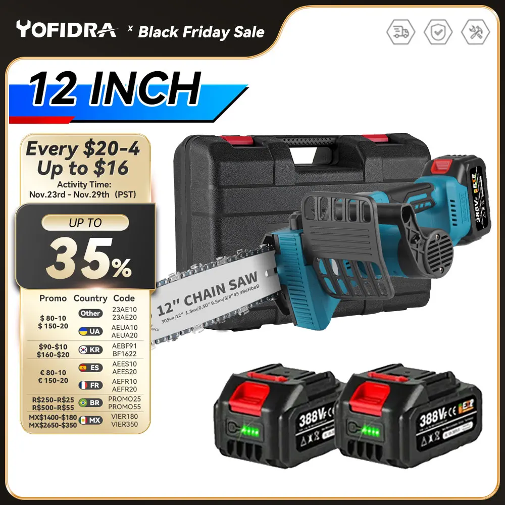 12-2000W-Brushless-Electric-Saw-Double-Battery-Pin-Electric-Chainsaw ...