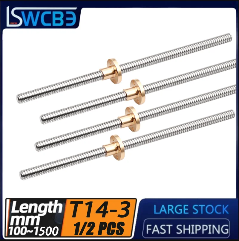 Stainless Steel Trapezoidal Screw T14*3 Copper Nut Screw Length ...
