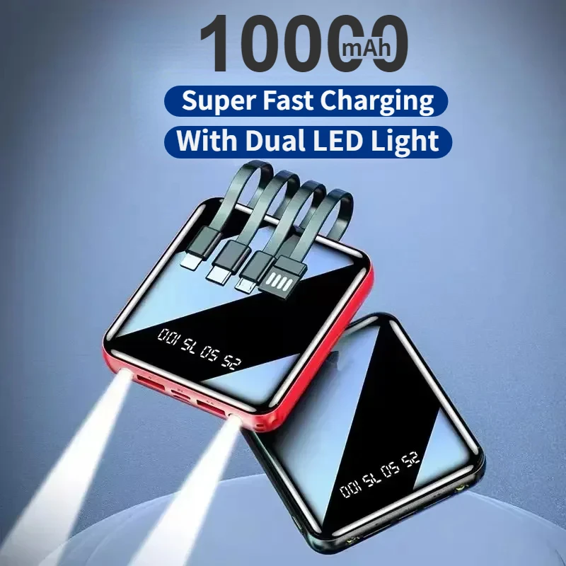Power-Bank-10000mAh-Mirror-Digital-Display-Screen-Built-In-Cord-Mobile ...