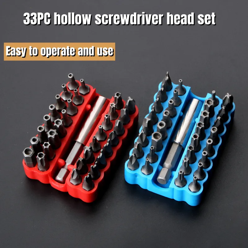 33Pcs-Solid-Hollow-Security-Bit-Set-with-Extension-Bit-Holder-Torx-Hex ...