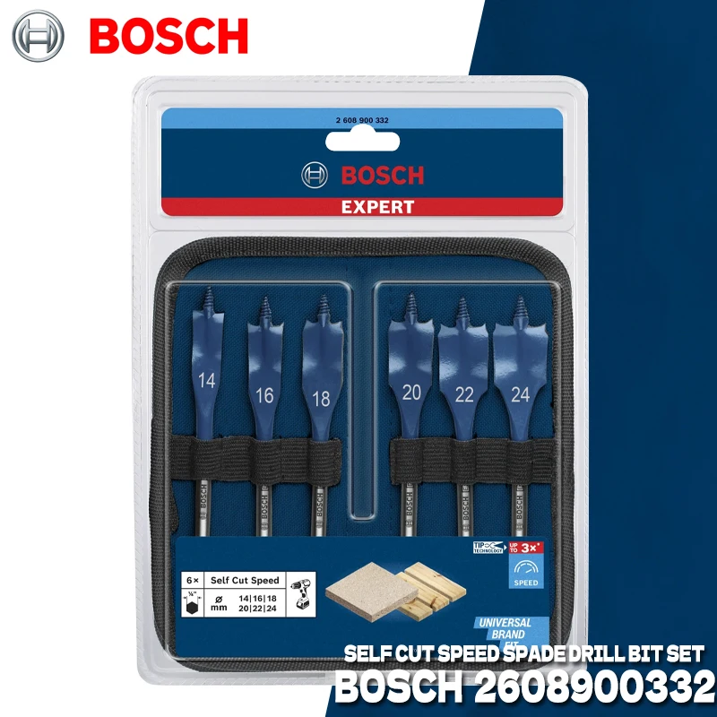 BOSCH 2608900332 6 Pieces Self Cut Speed Spade Drill Bit Set for Impact ...