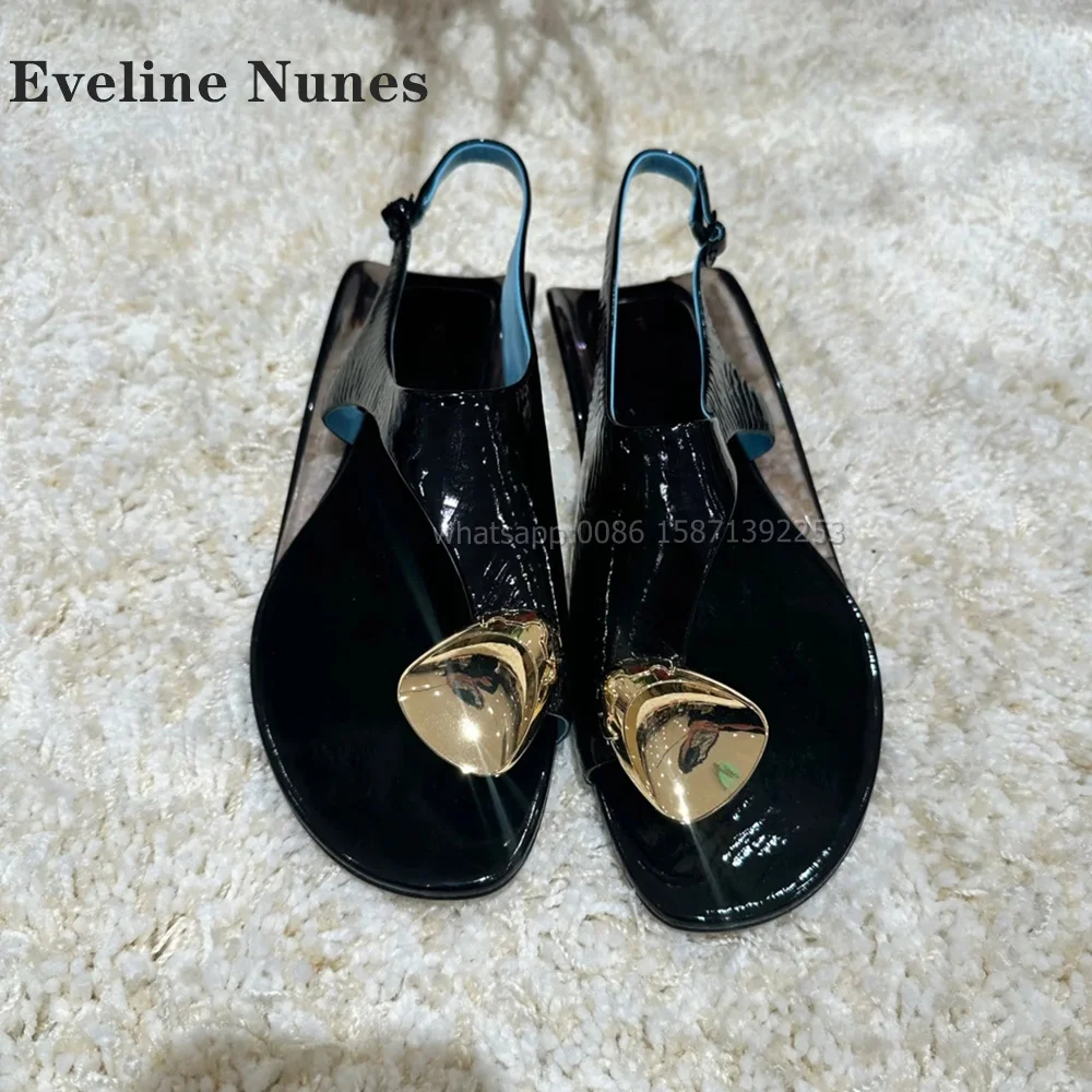 Metal-Decoration-Pinch-Toe-Sandals-Flat-with-Back-Strap-Shallow-Side ...