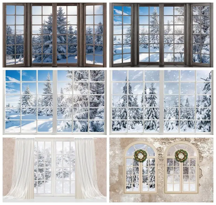 Laeacco-Winter-Christmas-Window-Sill-Snow-Scene-Background-Photography ...