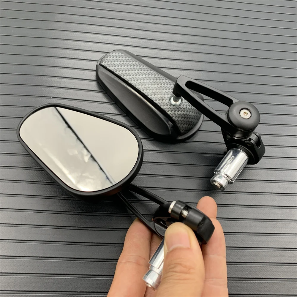 Carbon-Black-7-8-22mm-CNC-Motorcycle-Rearview-Mirrors-Universal-Clear ...
