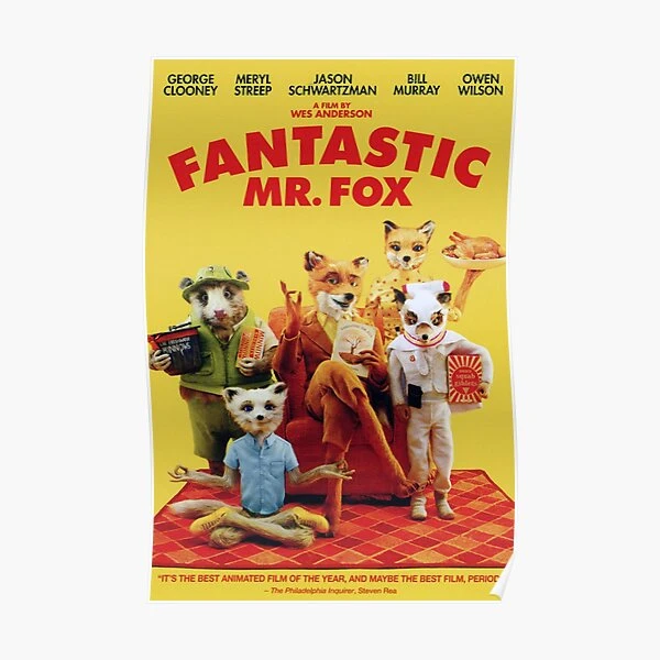Fantastic Mr Fox Family Yellow Poster Print Painting Mural Picture Wall ...
