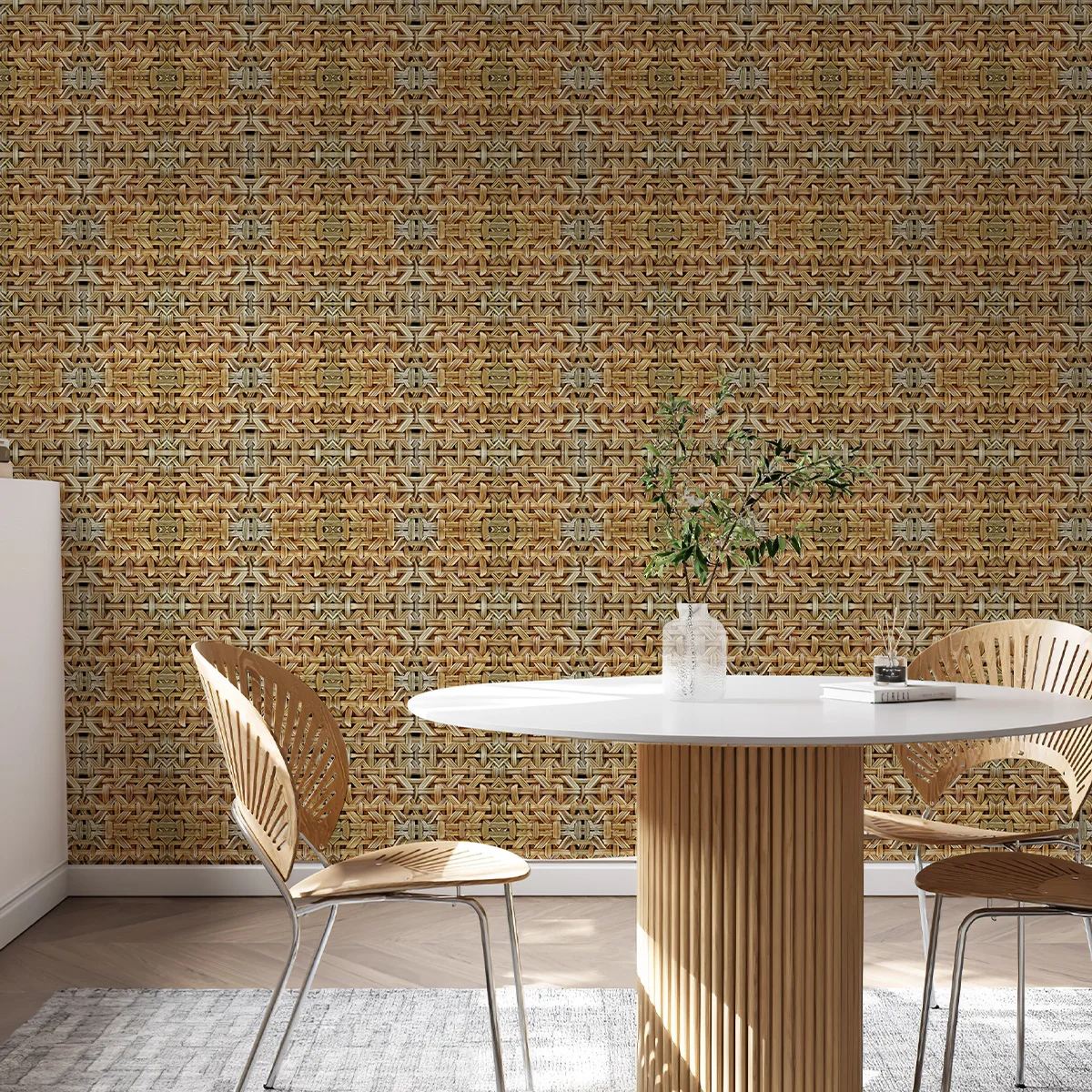 Classic Peel And Stick Rattan Wallpaper Brown Self Adhesive Vinyl Wall ...