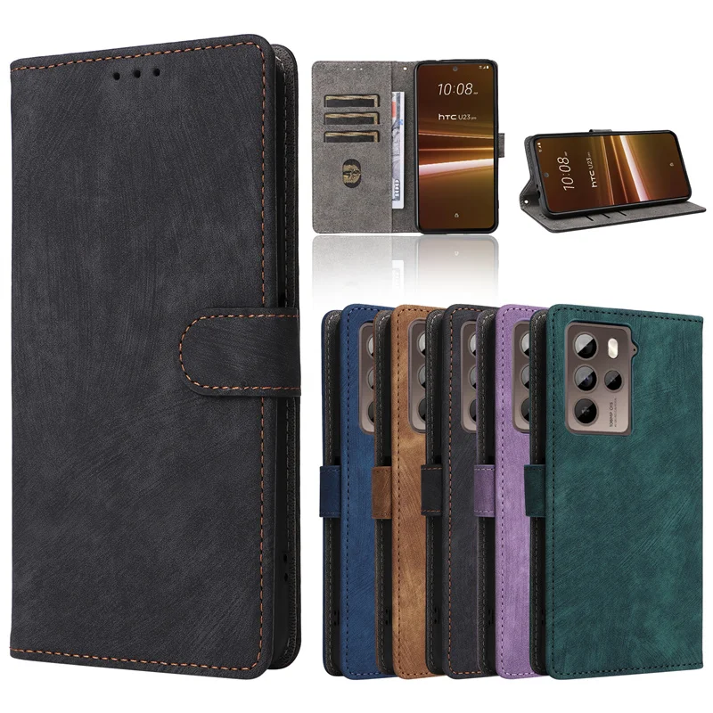For-HTC-U23-Pro-Case-HTC-U23-Wallet-Anti-theft-Brush-Magnetic-Flip ...