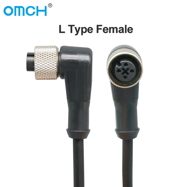 OMCH M12 4 핀 센서 커넥터, PVC 전기 항공 커넥터, 5M 수 암형 방수 소켓 플러그