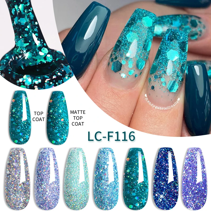 LILYCUTE-7ml-Blue-Glitter-Gel-Nail-Polish-Silver-Rose-Gold-Colorful ...