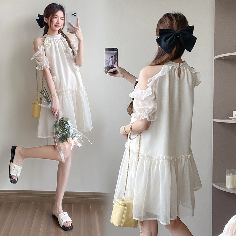 Loose-Sweet-Ruffled-A-line-Maternity-Dress-Short-Pregnant-Woman-Clothes ...