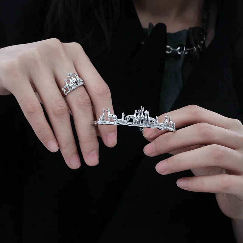 Sterling Silver Retro Personality Doberman Pinscher Ring - styloclubs.com