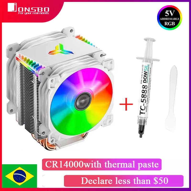 JONSBO CR-1400 ARGB 4 Heat Pipe Tower 5V 3 Pin CPU Cooler ITX Air ...