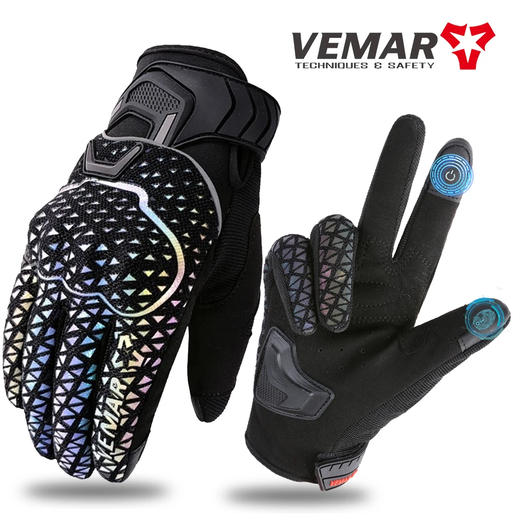 Motorcycle-Gloves-for-Men-Colorful-Reflective-Cycling-Gloves-Street ...