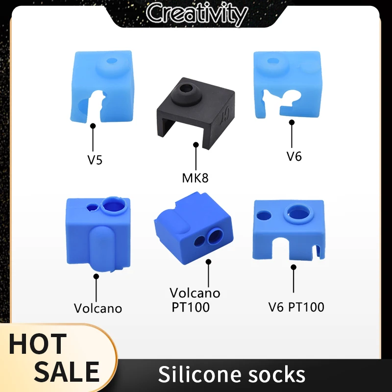 10PCS 3D Printer Parts Silicone Sock for V6 Volcano V5 J head Hotend ...