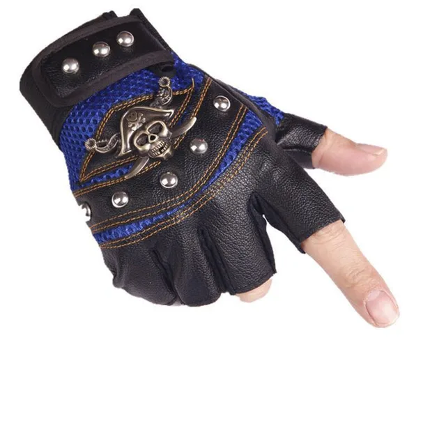 Punk Skulls Rivet PU Leather Gloves Men Women Fashion Hip Hop Anti-slip ...