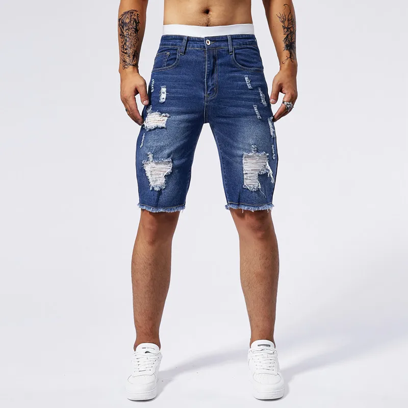 Shorts-jeans-retr-lavado-masculino-perna-reta-alta-elasticidade-slim ...