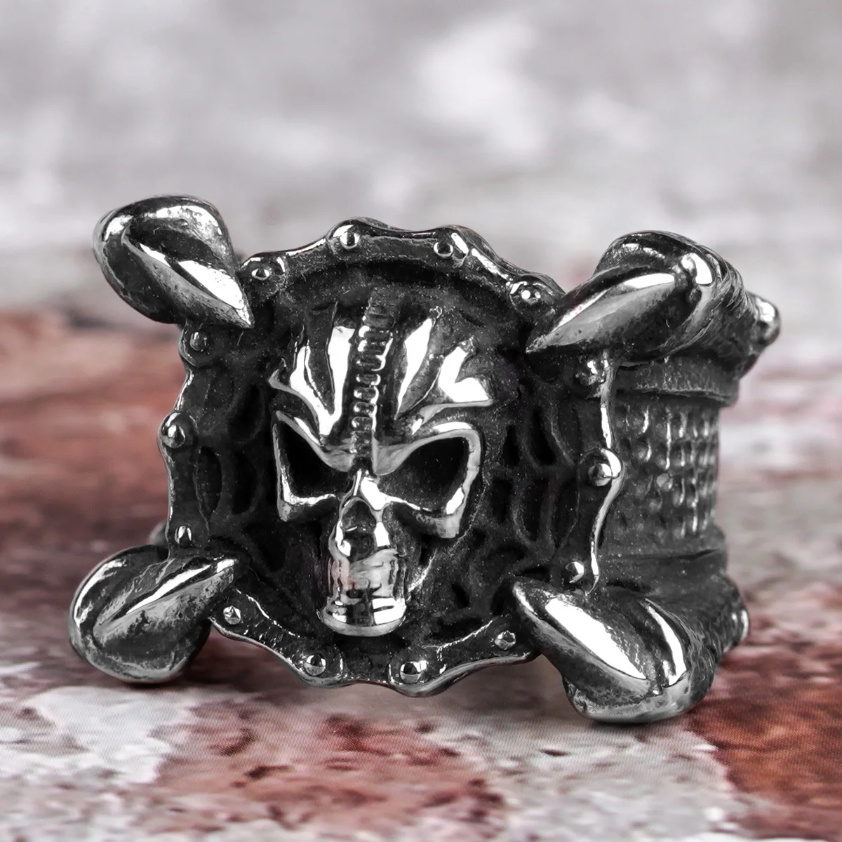 Stainless Steel Men Rings Skull Dragon Claw Domineering Punk Rock ...