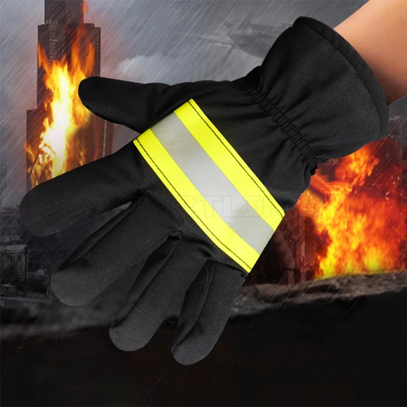 Fireproof-Safety-Gloves-Black-Reflective-Belt-Fire-Gloves-Protection ...