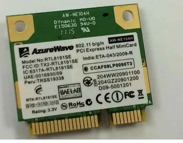 Original-New-For-AzureWave-AW-NE104H-RTL8191SE-Half-Mini-PCI-E-Wireless ...
