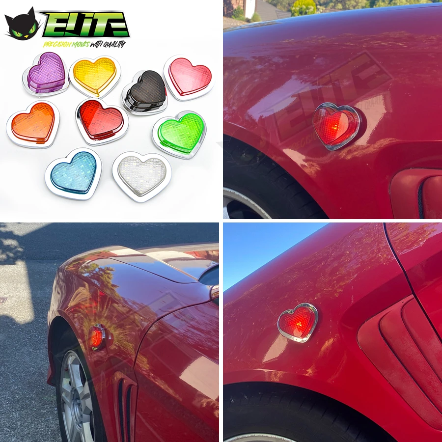 1x-JDM-Heart-Shaped-LED-Light-Side-Marker-Indicators-Turn-Signal-for ...