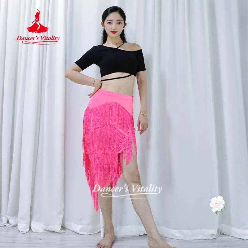 Belly Dance Set Sexy Slanted Shoulder Top+Tassel Short Skirt 2pcs ...