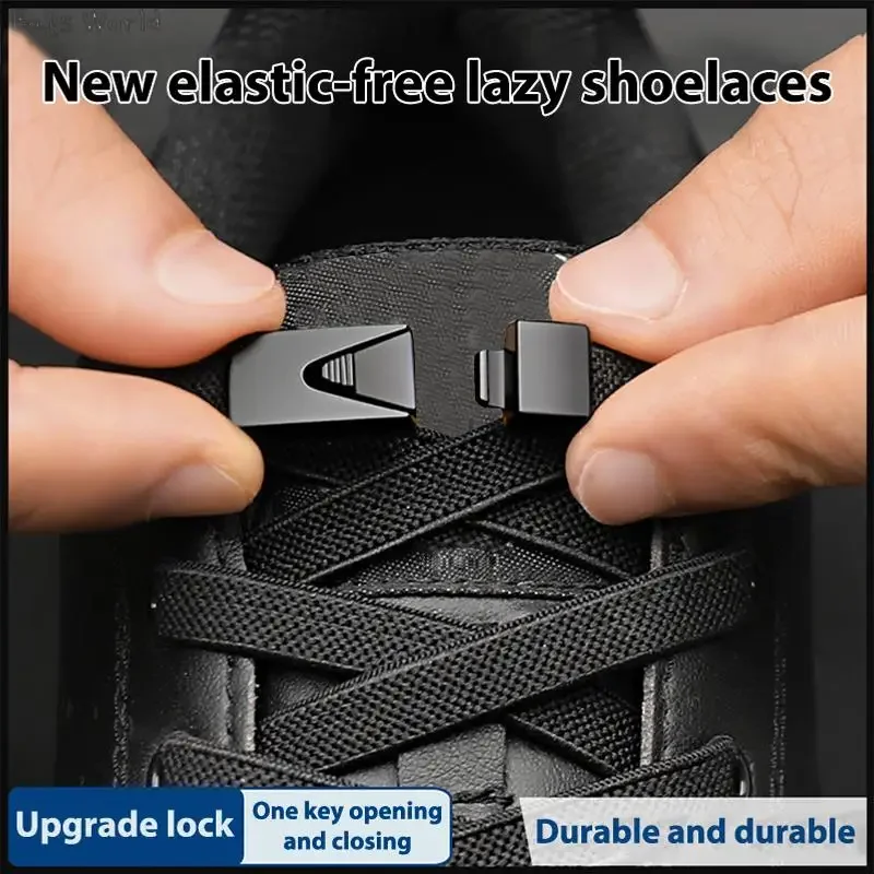 1Pair Elastic Press Lock Shoelaces Without Ties Flat Elastic Laces ...
