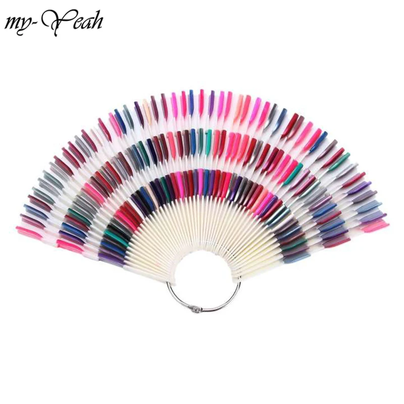 Monja 50/150 Pcs Nail Art Fan Shape Display Natural Chart Gel Polish ...