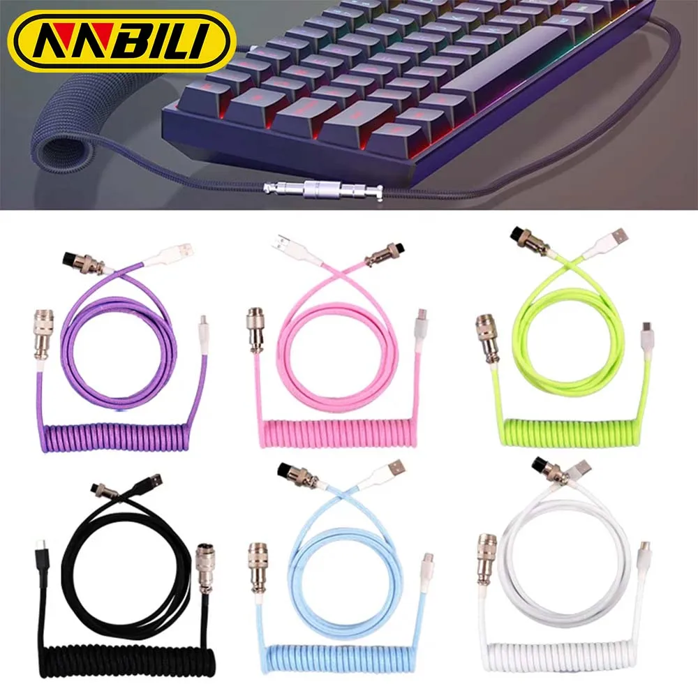 NNBILI-Mechanical-Keyboard-Coiled-Cable-Wire-Type-C-USB-Port-Aviator ...