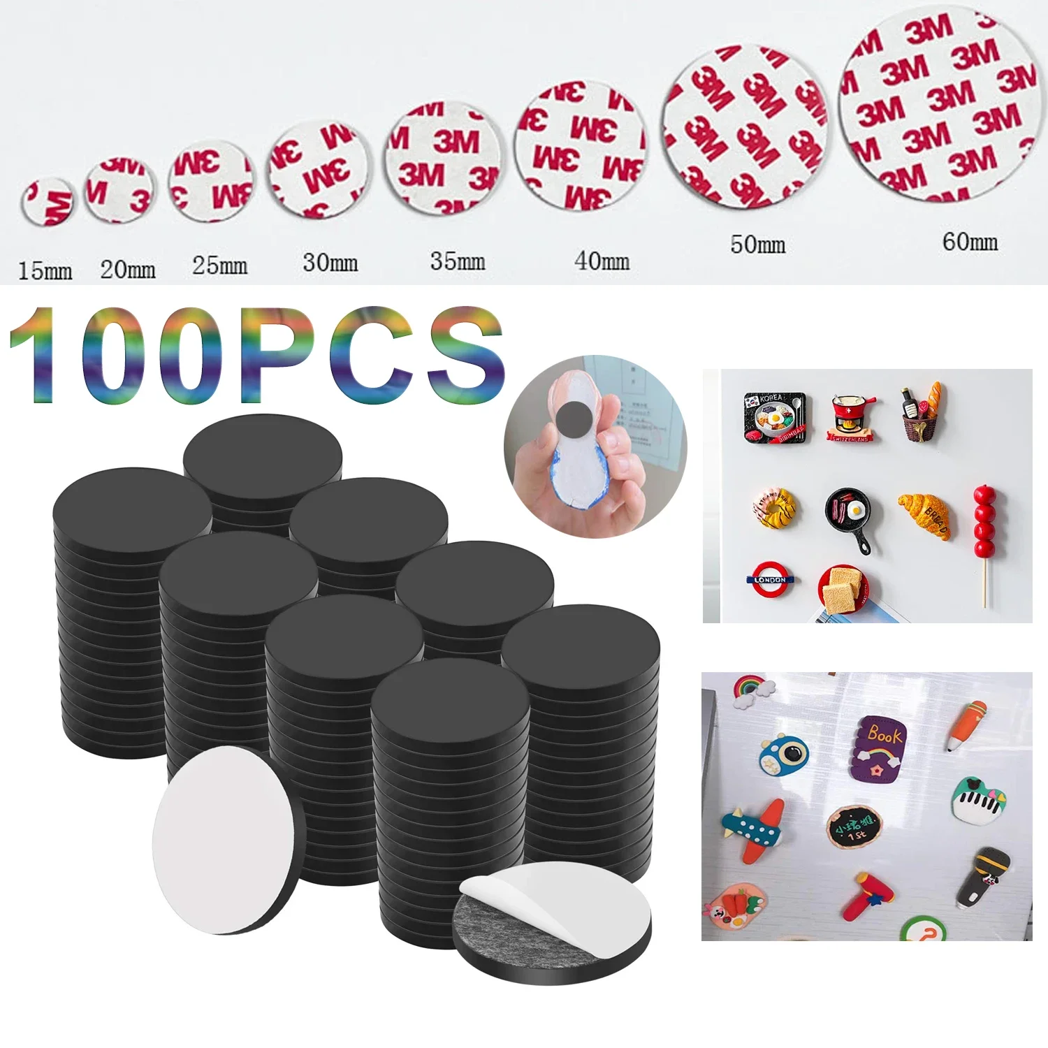 Flexible Magnetic Dot with Self Adhesive 100 PCS Round Small Magnetic ...