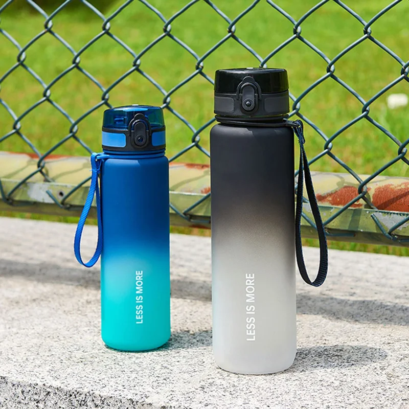 Large Capacity Sports Water Bottle Leak proof Gradient Color Plastic Cup Drinking Outdoor Travel ...