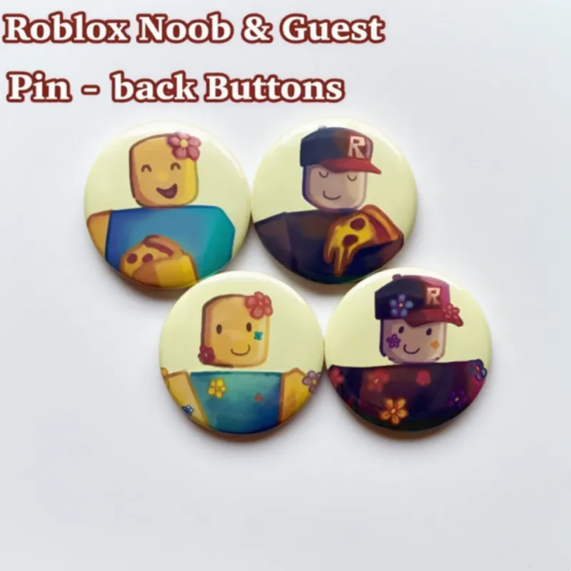 R-o-b-l-o-x Guest & Noob Matching Pin-Back Button Badge Kawaii cartoon ...