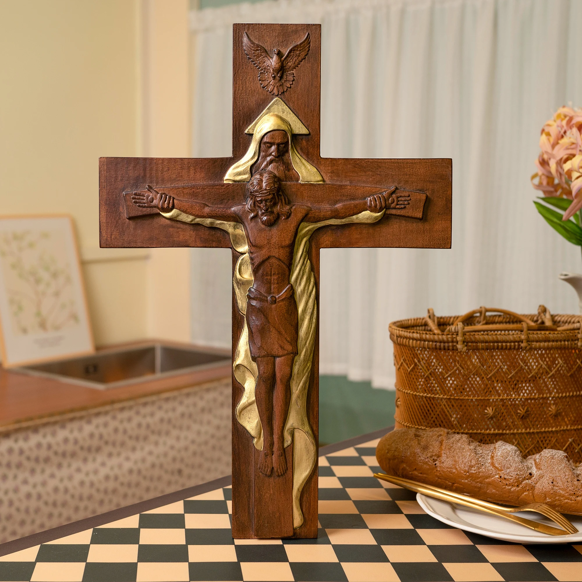 Wooden Christian Cross With Jesus