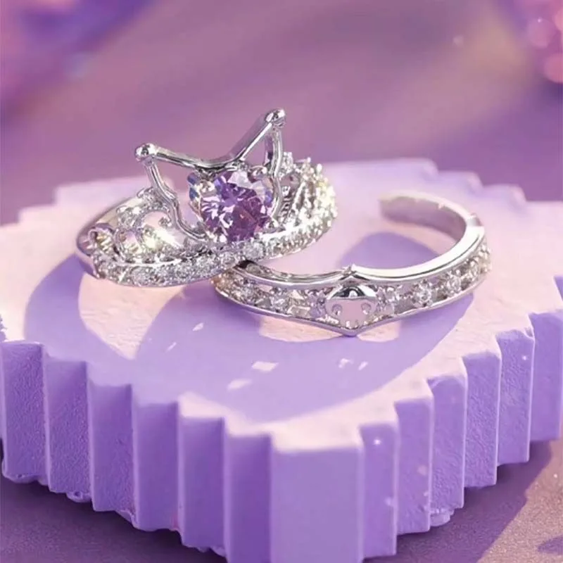 Kawaii-Sanrio-Anime-Cartoon-Kuromi-Series-Lovers-Ring-Jewelry-Trinkets ...