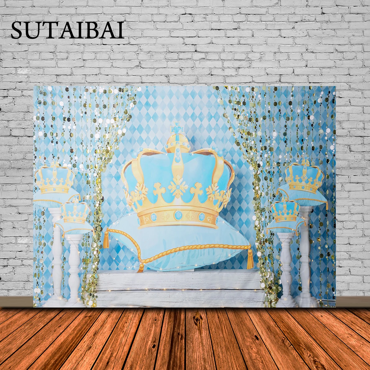 Happy Birthday Backdrop Royal Boy Theme Little Prince Crown Glitter ...