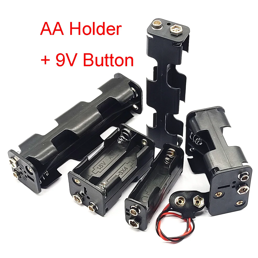 AA-Battery-Holder-With-9V-Buckle-AA-Battery-Box-With-9V-Battery-Button ...