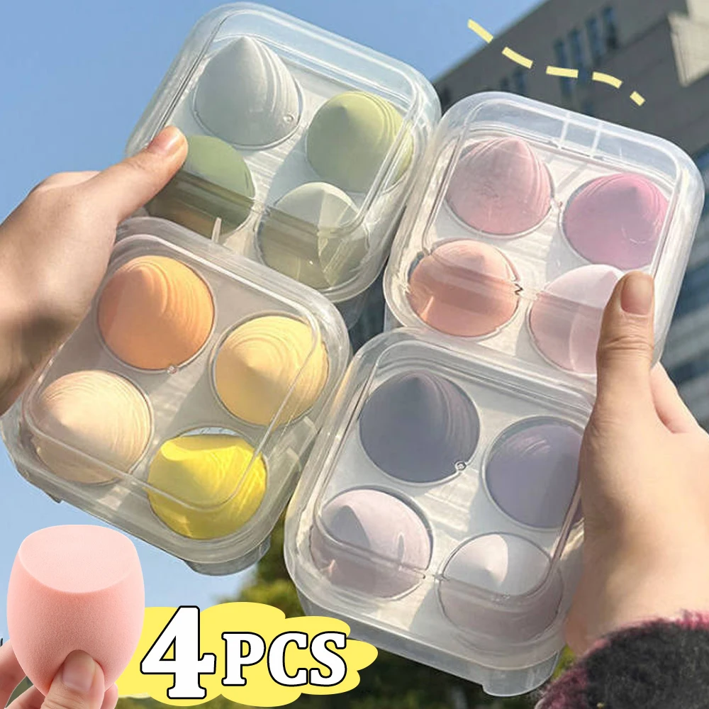 4-Pcs-set-Beauty-Eggs-Pink-Purple-Green-Yellow-Makeup-Sponge-Puff ...